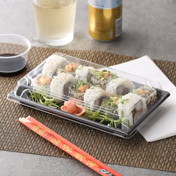 5 1/4" x 8 1/2" Extra Large Sushi Container with Lid - 300/Case ...